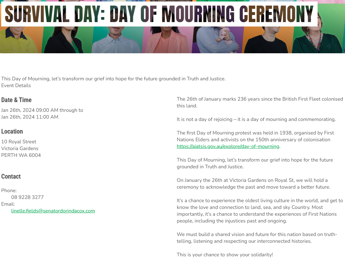 SURVIVAL DAY: DAY OF MOURNING CEREMONY - Noongar Radio